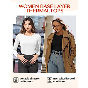 Women's Long Sleeve Thermal Underwear Lightweight Compression Baselayer Shirt Women Clothing Premium Comfort Winter Tops Black