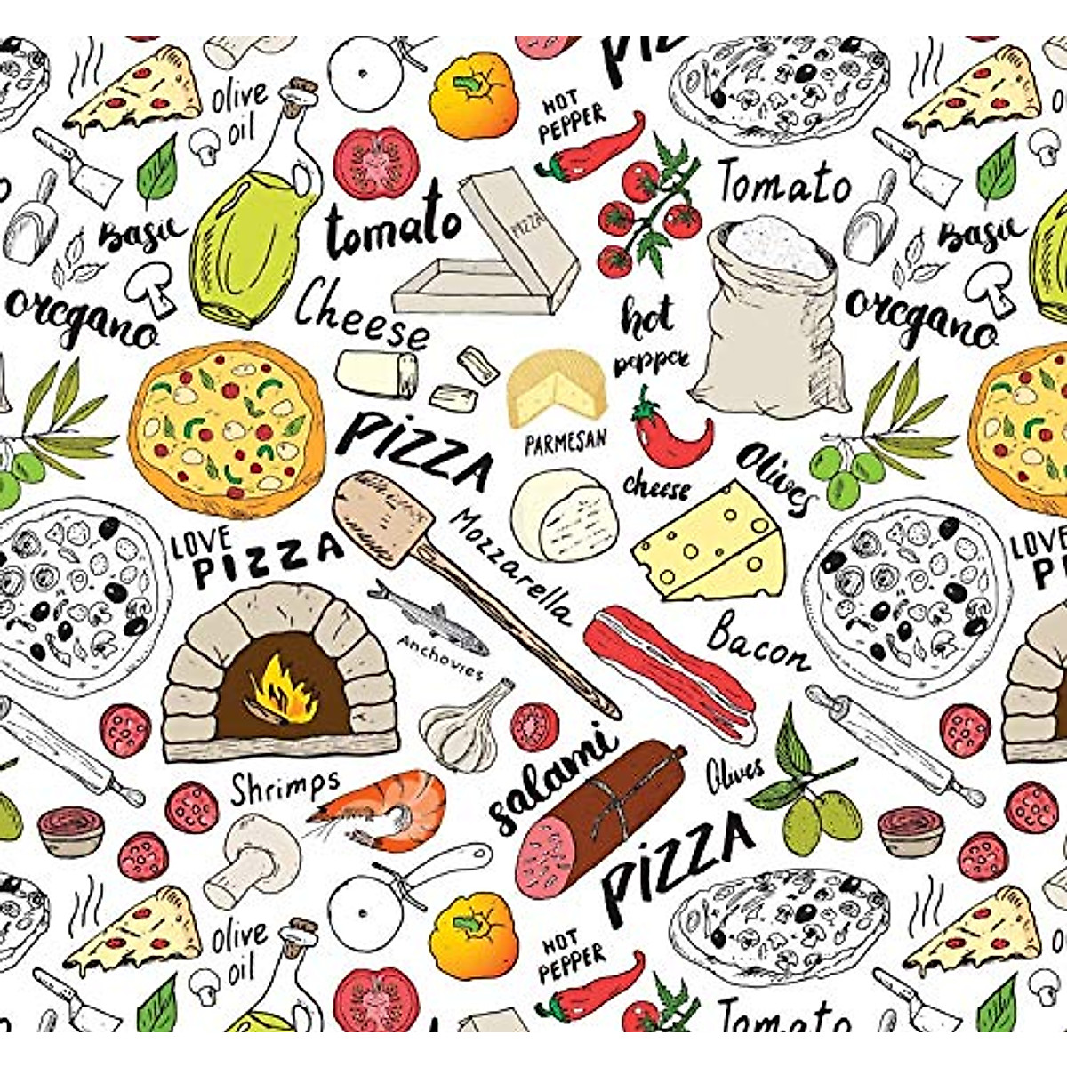 Stesha Party Pizza Gift Wrap Food Present Wrapping Paper, Folded Flat 30 x 20 Inch, 3 Sheets