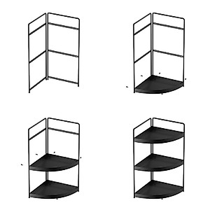 HANGXIN Bathroom Countertop Organizer, Vanity Tray Corner Shelf Storage Organizer for Makeup Cosmetic Perfume, Kitchen Spice Rack Metal Standing Shelf (3-Tire)