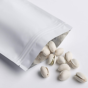 QQ Studio 100pcs Double-Sided Matte Foil Flat Packaging Zipper Seal Bags (4" x 6", Matte White)