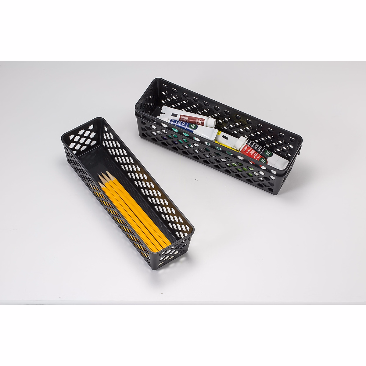 Officemate Recycled Supply Basket, Plastic, 10.13 x 3.06 x 2.38, Black, 3/Pack