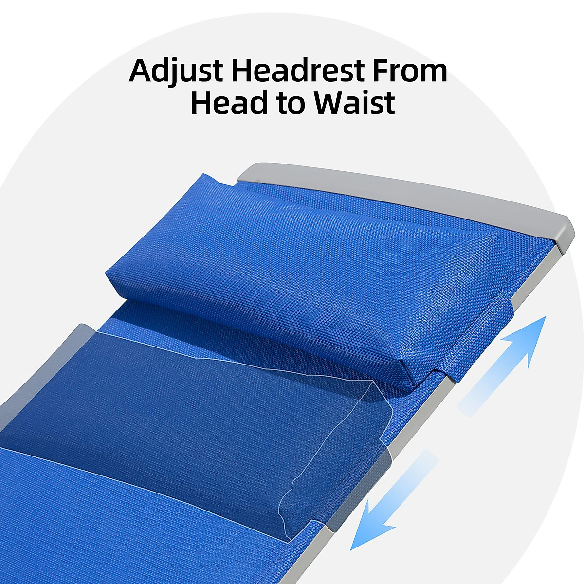 Domi Patio Chaise Lounge Set, Aluminum Pool Lounge Chairs with 5 Adjustable Position, Breathable Textilene Fabric, Sunbathing Pool Chairs with Headrest and Side Table, Blue