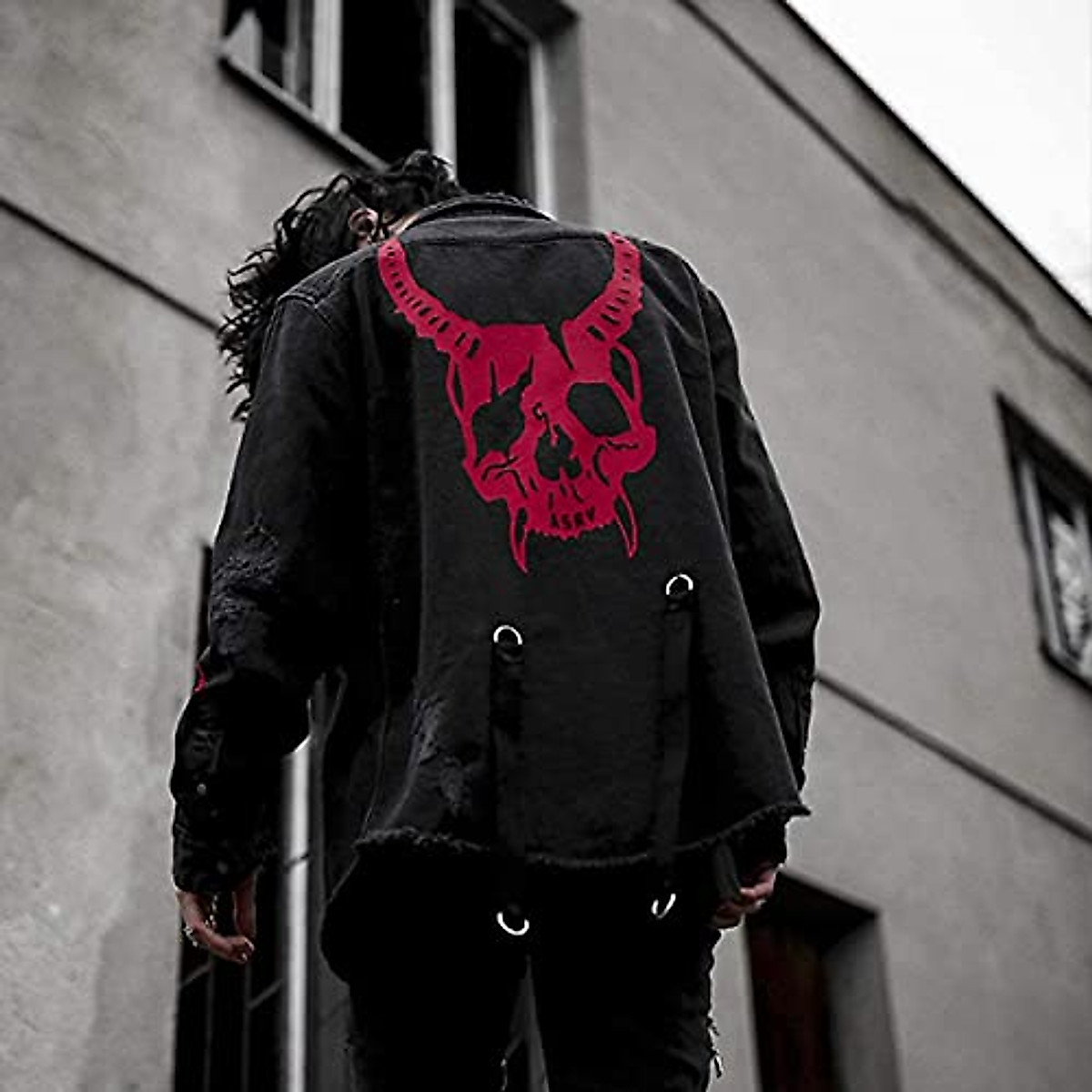Seidarise Men's cyberpunk jacket black denim Jean Hip Hop Oversized Cropped Street wear Coat