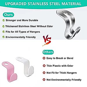 Metal Clothes Hanger Connector Hooks, 10Pcs Durable Hanger Hooks Extender Clips, Space Saving Hangers for Clothes, Cascading Hanger Connection Hooks Space Saver for Closet Organizer and Storage