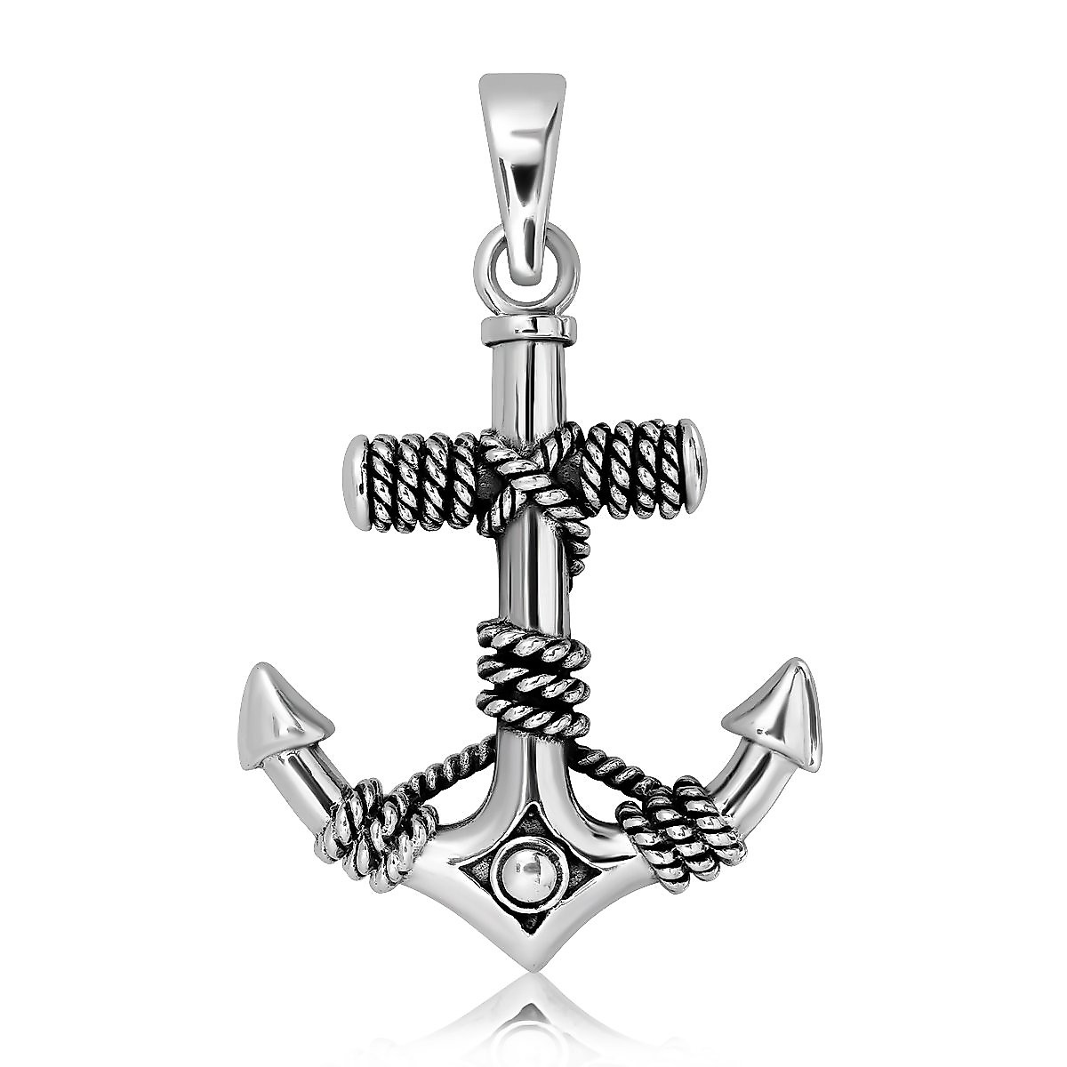 WithLoveSilver 925 Sterling Silver Charm Large Mariner Anchor Sea Pendant (2 Sides)