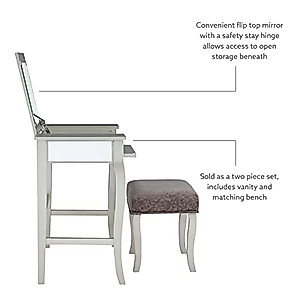 Linon Silver Harper Vanity Set, 32" W x 18" D x 46.75" H