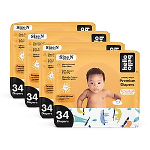 Hello Bello Premium Baby Diapers Size Newborn 136 Count of Disposable, Extra-Absorbent, Hypoallergenic, and Eco-Friendly Baby Diapers with Snug and Comfort Fit Sleepy Sloths