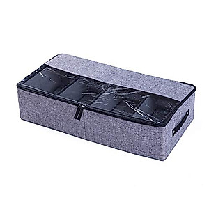 Shoe Storage Organizer,Underbed Shoe Storage Box,Transparent Box for Shoes,Underwear,Clothes,Boot Storage Organizer,Darkgrey