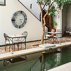 UMEXUS Indoor Outdoor Clock and Thermometer, 13 Inch Large Waterproof Wall Clocks, Retro Silent Non-Ticking Battery Operated Weatherproof Clock for Patio, Pool, Lanai, Fence, Garden (Brown)