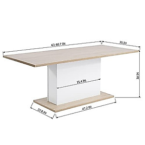 Geniqua Extensible Dining Table 4-8P Seat Wooden Top Kitchen Island Meal Desk Home Office Restaurant Furniture