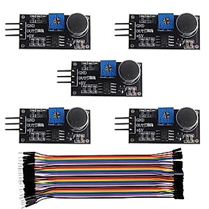 Stemedu LM393 Sound Sensor Module - High Sensitivity Microphone Sound Detection Sensor with 3.3-5V Digital Onboard Potentiometer Led Indicator for Ar-duino (Pack of 5)