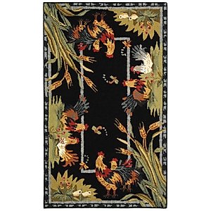 SAFAVIEH Chelsea Collection Accent Rug - 2'9" x 4'9", Black, Hand-Hooked French Country Wool, Ideal for High Traffic Areas in Entryway, Living Room, Bedroom (HK56B)