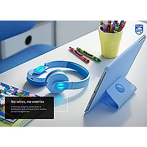Philips K4206 Kids Wireless On-Ear Headphones, Bluetooth + Cable Connection, 85dB Limit for Safer Hearing, Built-in Mic, 28 Hours Play time, Parental Controls via Philips Headphones