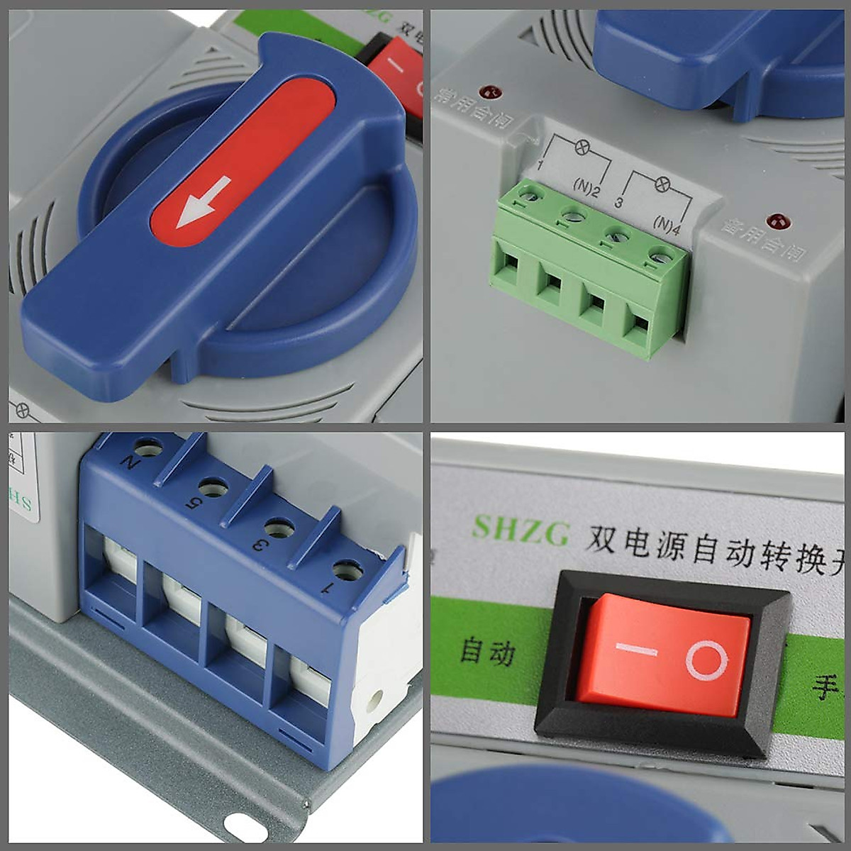 220V 63A 4P Automatic Transfer Switch, Mini Dual Power Automatic Transfer Switch Circuit Breaker High Sensitive Response Dual Electronic Power Circuit Breaker