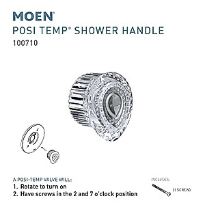 Moen 100710 Posi-Temp One-Handle Tub and Shower Replacement Knob Handle Kit, White and Chrome Knob Insert