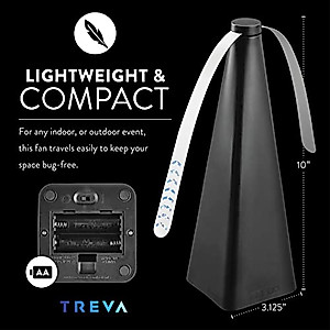 Treva Chemical Free Bug Fan, Fly Deterrent with Holographic Blades to Clear Bugs, Mosquitoes, and Flies, Battery Powered Fly Fan, Black (4 Pack)