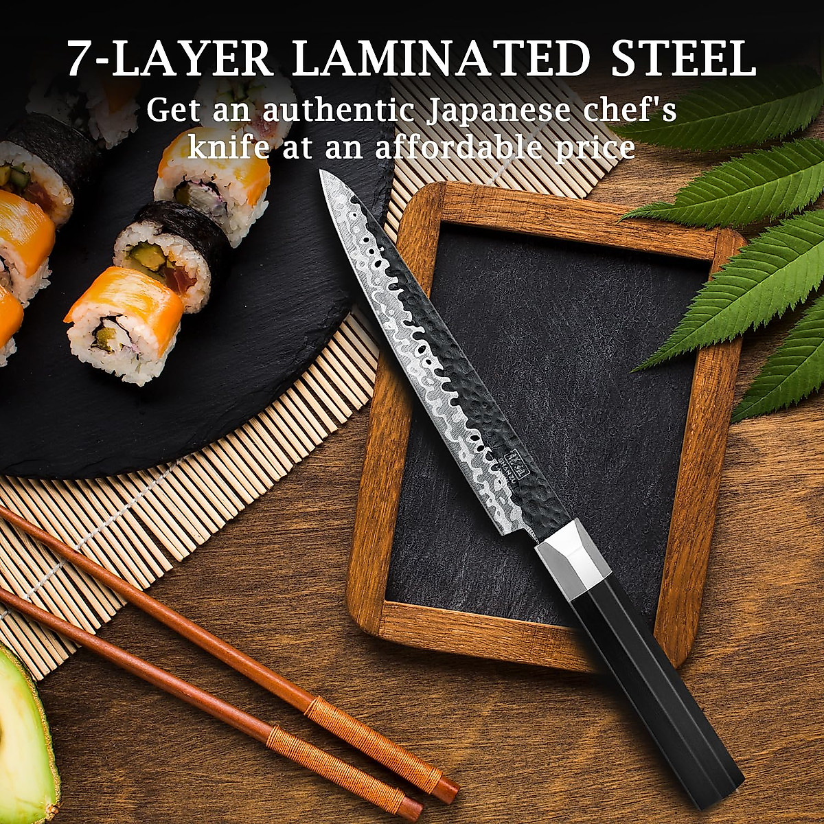 SHAN ZU Kitchen Utility Knife 6 inch, 7 Layers 9Cr18MoV High Carbon Steel Japanese Chef Knife for Slicing/Chopping/Dicing, Professional Super Sharp Gyuto Knife with Ergonomic G10 Fiberglass Handle