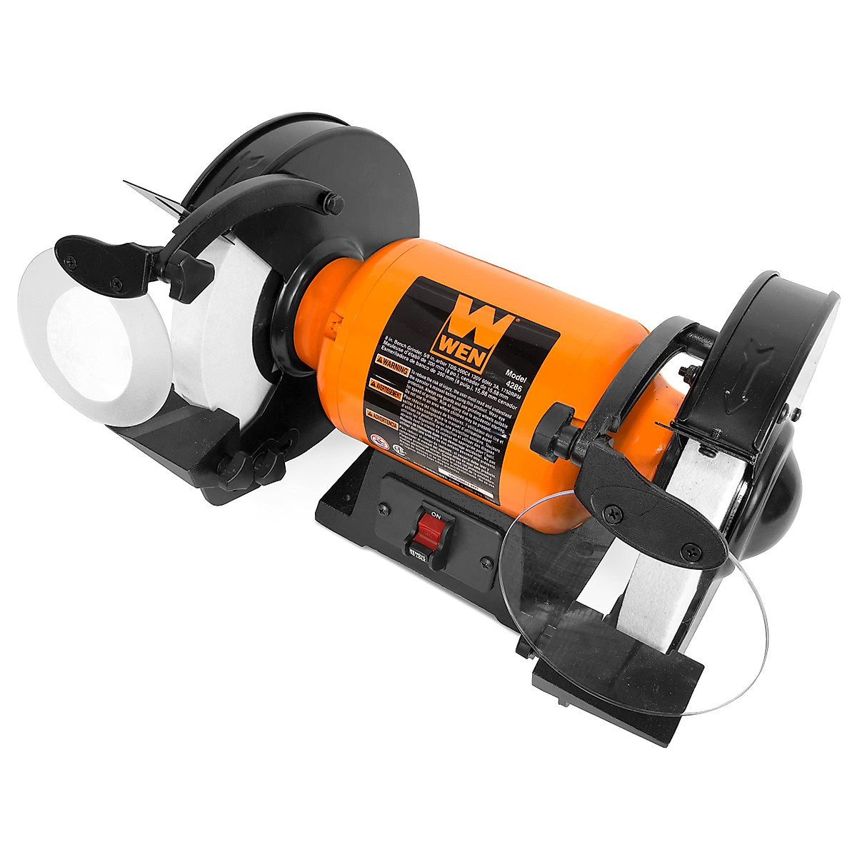 WEN BG4286 3-Amp 8-Inch Slow Speed Bench Grinder, Orange,black