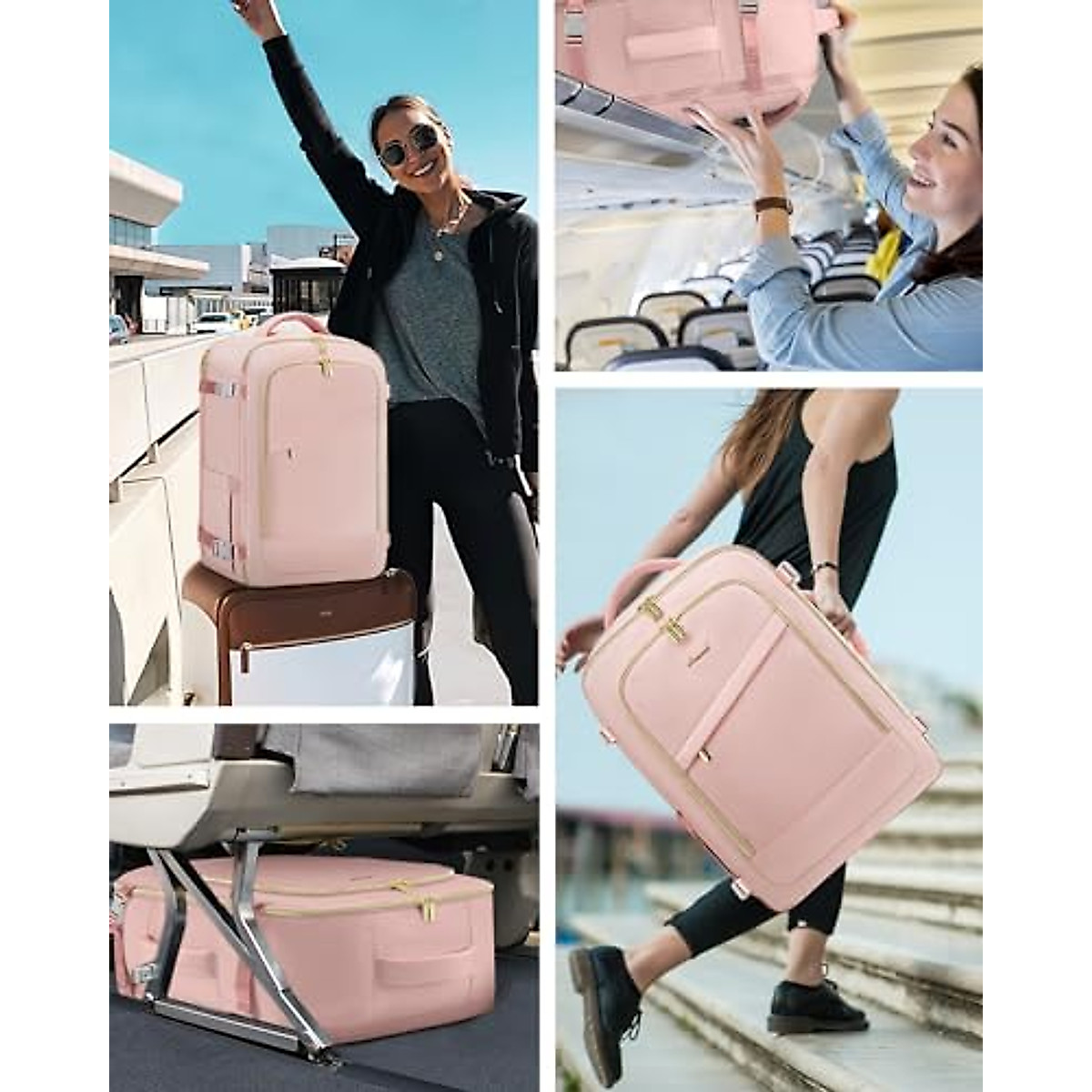 LOVEVOOK Travel Backpack for Women, 40L Carry On Backpack for Airplanes, Personal Item Bag for Airlines Fits 17 inch Laptop, TSA Approved Luggage with 3 Packing Cubes,Waterproof Weekender Gym Backpack