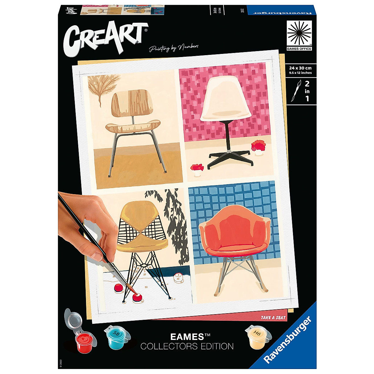Ravensburger CreArt Eames Take a Seat Paint by Numbers Kit for Adults - Painting Arts and Crafts for Ages 12 and Up