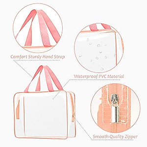 6pcs Clear Cosmetic Bags, TSA Approved Toiletry Bag Set Crystal Clear Travel Bag Organization PVC, Clear Makeup Bags Luggage Pouch Carry on Airport Airline Compliant Bag with Zipper Handle Women Men