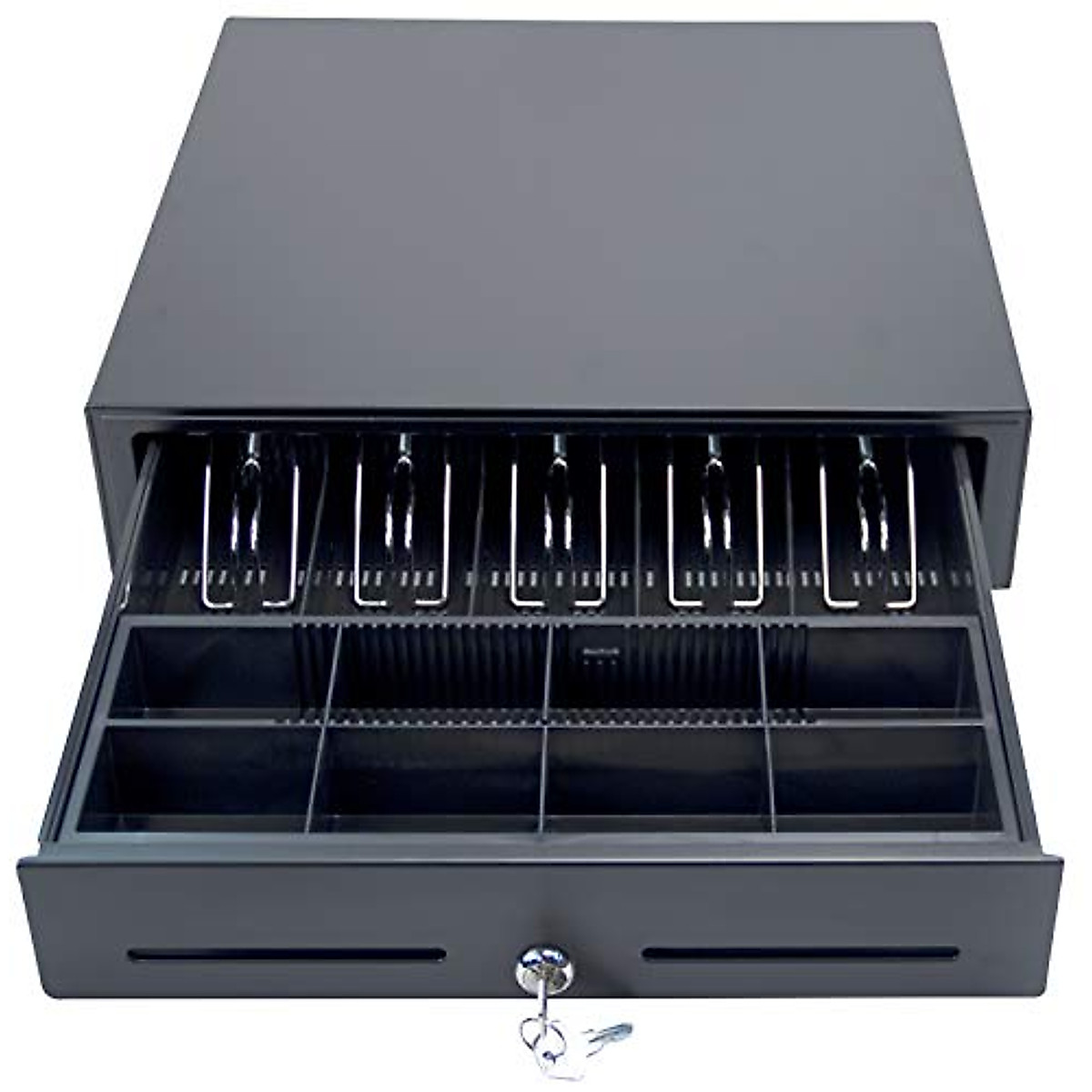 Star Micronics TSP143IIIU Bundle - USB Thermal Receipt Printer with 16" x 16" 5 Bill / 8 Coin Value Series Cash Drawer Featuring 2 Media Slots - Gray/Black