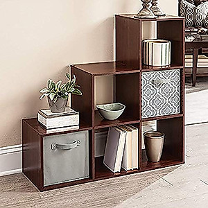 ClosetMaid 3 Tier Free Standing Wooden Cubical Organizer with 6 Cubes Slotted Design for Added House Storage, Dark Cherry (2 Pack)