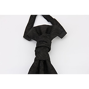 Hello Tie Pre-tied Microfiber Ascot Ruche Paisley Cravats Tie for Men (Black)