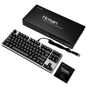 Hcman Mechanical Keyboard Blue Switches,21 LED Backlit Modes Gaming Keyboard,Metal Plate 100% Anti-ghosting for Computer PC & Mac Gamers (Silver)