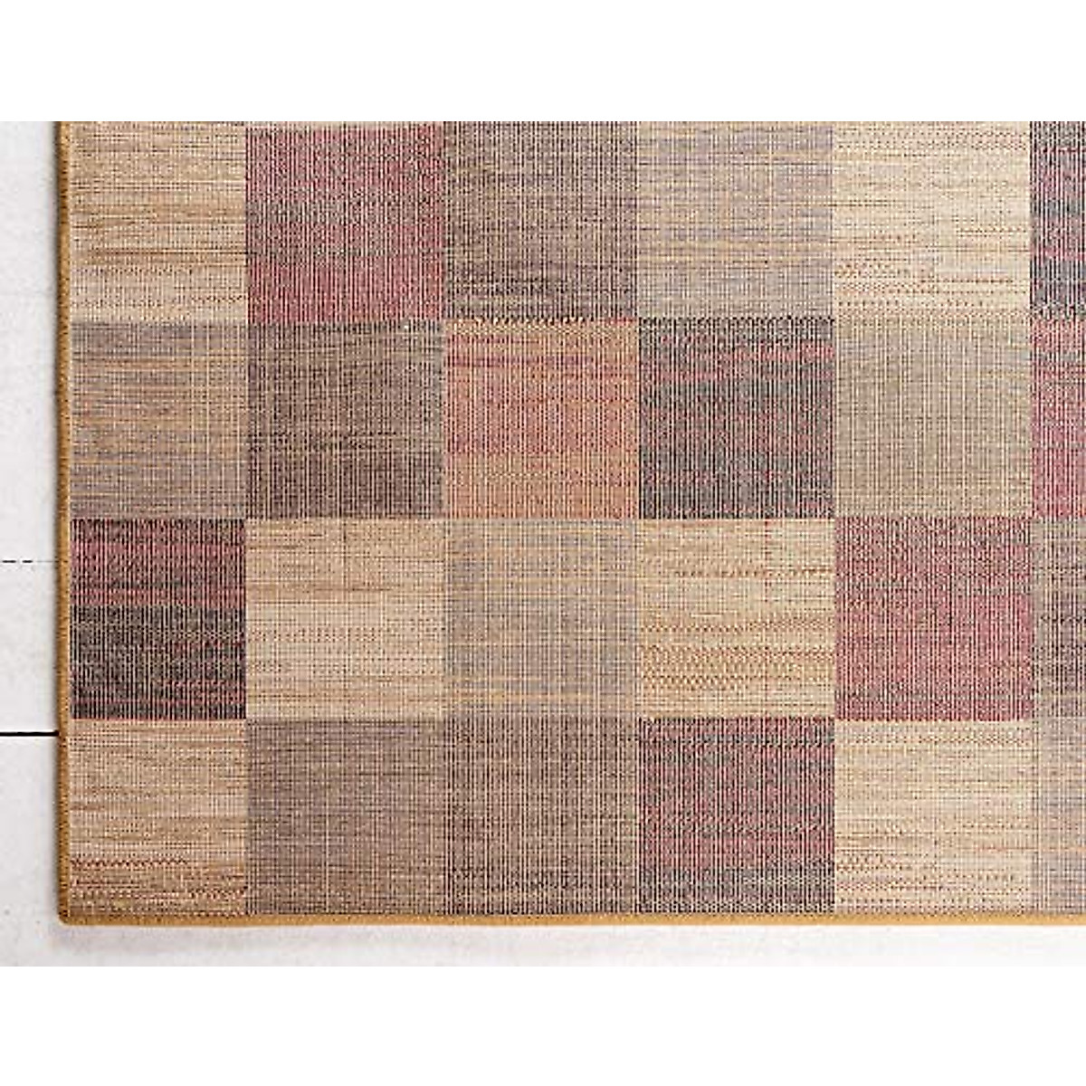 Unique Loom Barista Collection Modern, Rustic, Geometric, Squares, Urban, Warm Colors Area Rug, 9' 0" x 12' 0", Multi/Beige
