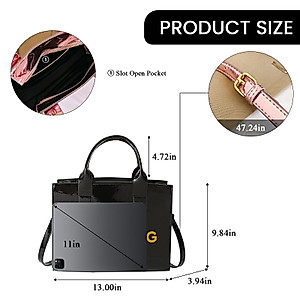 JQAliMOVV The Tote Bag for Women, Cute Tote Bag Trendy Shining Leather Top Handle Crossbody Handbags (Black)