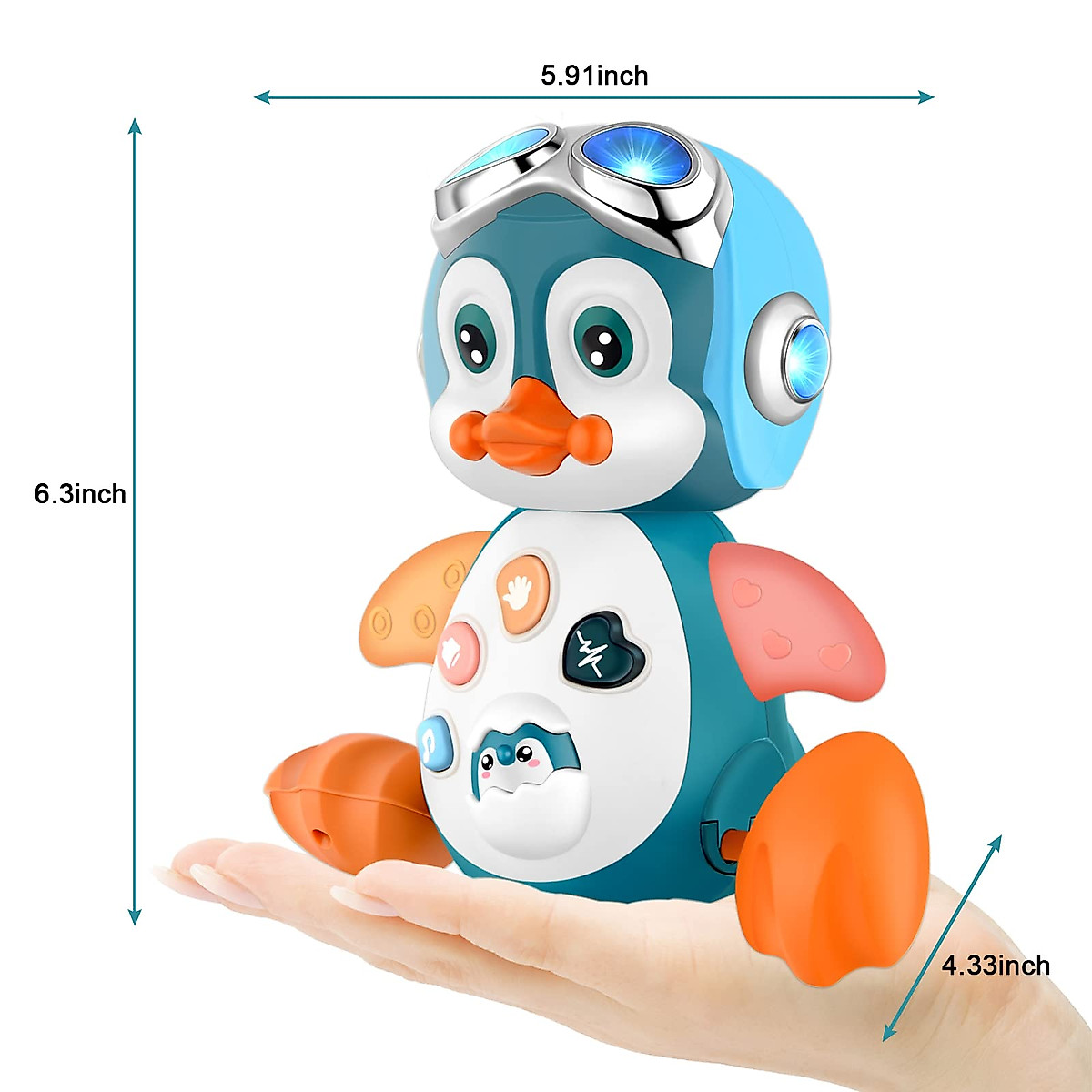 Crawling Penguin Baby Musical Toys, Baby Tummy Time Toys for Infant 0-3 0-6 6-12 12-18 Months Music Learning Crawl Interactive Development Toy with LED Lights, Babies Toddler Boy Girl Birthday Gift