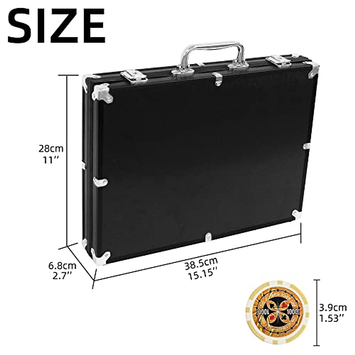 GRANDMA SHARK 500 Piece Poker Chips Set with Aluminum Case, Casino Chips for Blackjack Gambling 2 Decks of Cards, Dealer, Small Blind, Big Blind Buttons and 5 Dice, Texas Holdem Poker Sets with Case