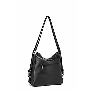 Ashioup Tote Shoulder Bags Large Concealed Carry Purses and Handbags PU Leather Hobo Crossbody Bags for Women (Black)