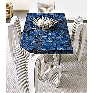 Blue Agate Stone Rectangular Counter Top for Kitchen, Blue Agate Stone Rectangular Dining Table Top, Blue Agate Rectangular Centre Table Top Coffee Table Top, Piece Of Conversation, Family HeirLoom