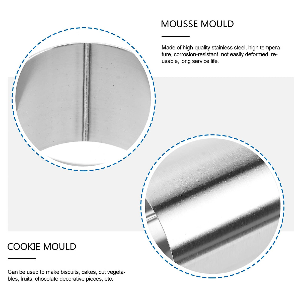 Yardwe 12pcs Mousse Cake Mold Round Mousse Ring Stainless Steel Cake Mousse Ring for Desserts Pastry Eggs 6 * 6 * 5CM