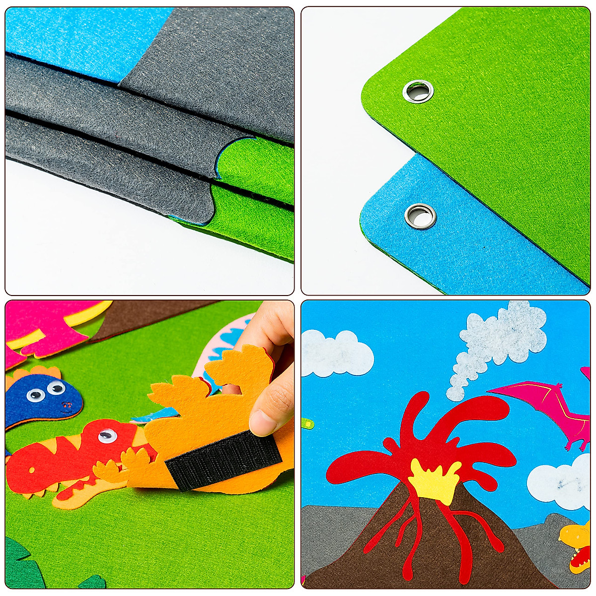 WATINC Dinosaur Felt-Board Stories Set 3.5Ft 37Pcs Preschool Dinosaurs Classification Storytelling Flannel Roar Volcano Ancient Animal Theme Early Learning Play Kit Wall Hanging Gift for Toddlers Kids