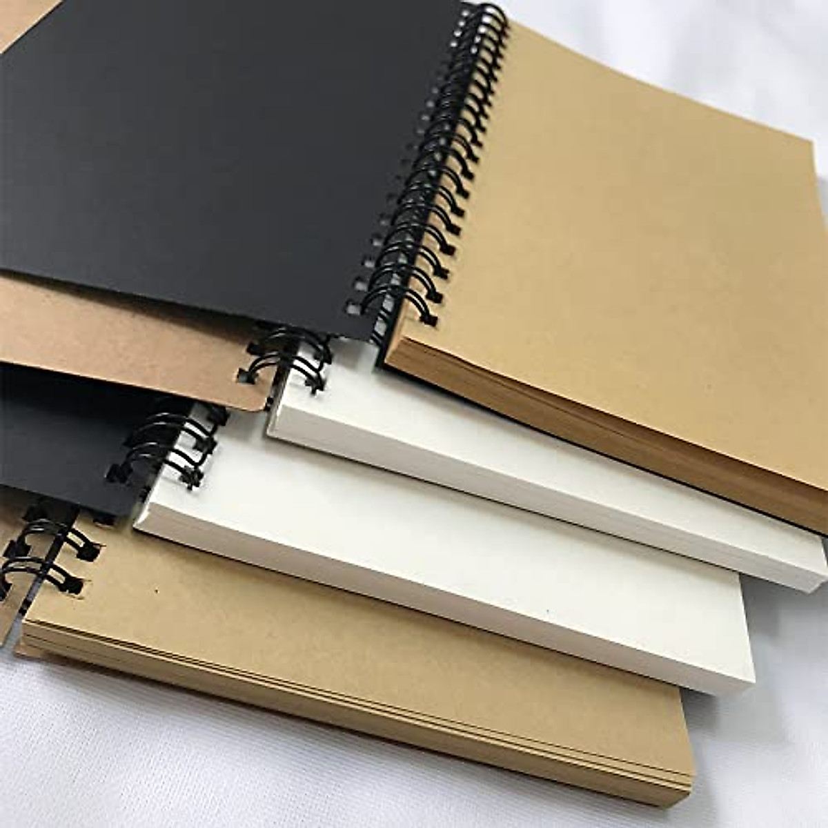 ZAYOIZY Spiral Bound Sketch Book Kraft Paper Sketch Pad Unlined Notebook, Wirebound Sketching Book/Pad for Drawing Painting