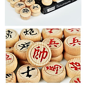 Chinese Chess (Chess) Strategy Travel Casual Game Beech Wood Chess Pieces Leather Chess Board