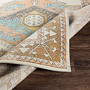 Artistic Weavers Sokanon Outdoor Medallion Area Rug,5'3" x 7'3",Ivory/Saffron