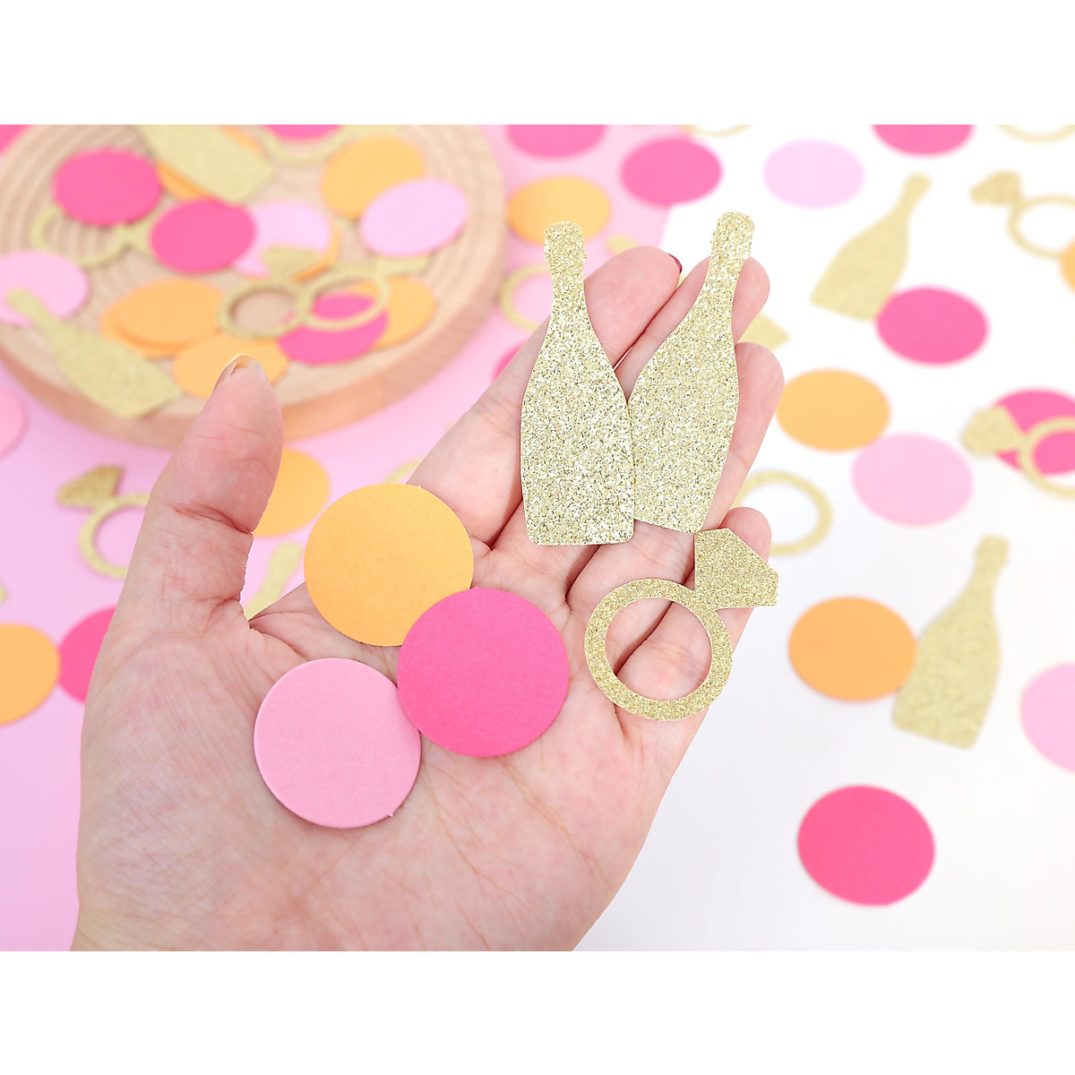 Veuve Before Vows Confetti Party Decor - Rendez Bridal Shower Photo props,Diamond Champagne Pink Rose Red Orange Round Confetti Perfect for Any Event