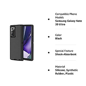 MXX Galaxy Note 20 Ultra Heavy Duty Protective Case with [3 Layers] Rugged Rubber Shockproof Protection Cover for Galaxy Note 20 Ultra (Black)