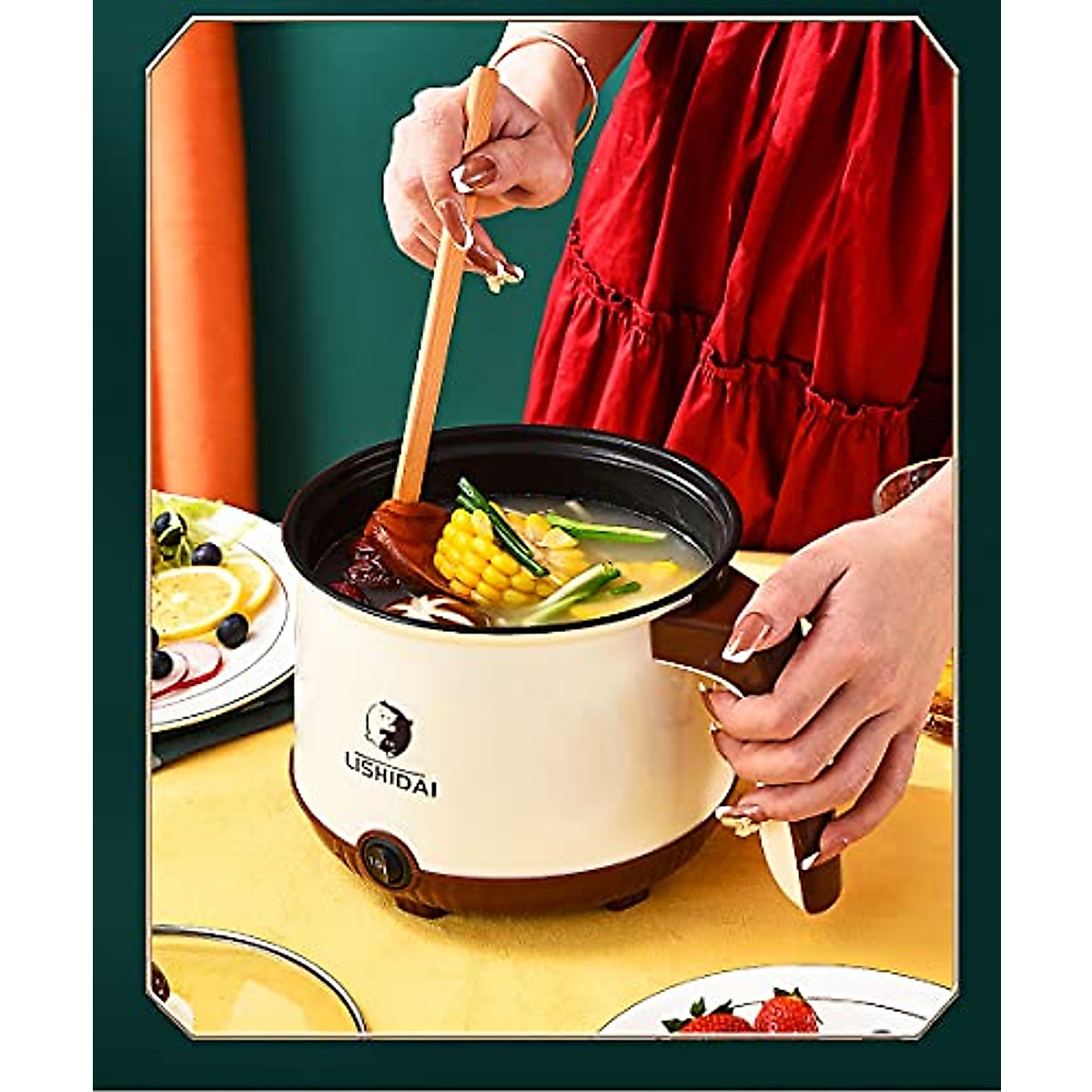 Wilzoe Electric Hot Pot,Mini Hot Pot,Electric Noodle Pot,Electric Pot,Ramen Cooker,Electric Noodle Cooker,Multi-Functional Small Non-Stick Pot for Noodles,Pasta,Dumplings,Soup,Porridge,1.8L(White)