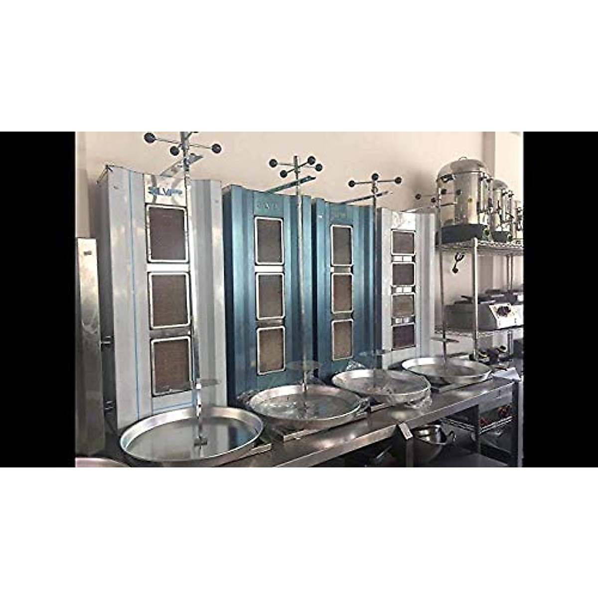 Professional Commercial Industrial Countertop 3 Burner Propane Gas Meat Capacity 35 kg / 77 lbs. Rotating Spinning Vertical Broiler Shawarma Gyro Doner Grill Kebab Tacos Al Pastor Machine