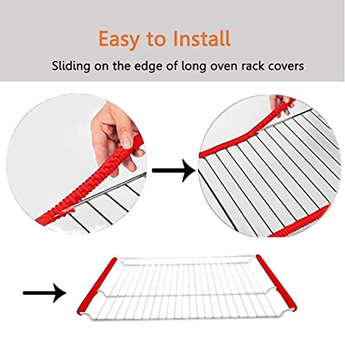 Oven Rack Shields - 2 Pack Heat Resistant Silicone Oven Rack Cover 14 inches Long Oven Rack Edge Protector, Protect Against Burns and Scars