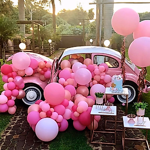 Freechase 154pcs Pink Party Latex Balloons of Different Sizes 18/12/10/5inch Pink Balloons with Pink Ribbon Balloon Chain for Birthday Gender Reveal Baby Shower Wedding Balloon Arch Kit Decorations