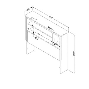 South Shore Fusion Bookcase Headboard, Queen, Pure White