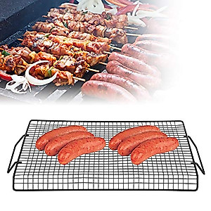 Barbecue Net, Portable Handle Iron Non-Stick BBQ Rack Barbecue Wire Mesh Grill Net for Family Gatherings, Garden Parties, picnics and Camping.
