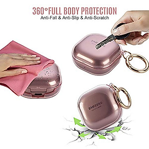 LOINFE Designed for Galaxy Buds2 Pro Galaxy Buds 2 Case Galaxy Buds Pro Case Galaxy Buds Live Case Clear Soft TPU Shockproof Case Protective Cover with Keychain - Clear Pink