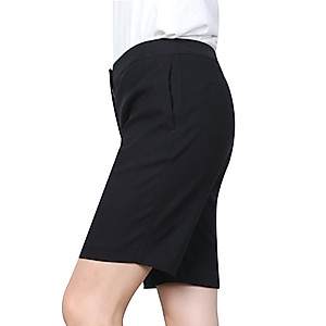 KELLY KLARK Dress Shorts for Women Stretchy Bermuda Escolar Black Knee High Junior Uniform Shorts with Pockets for Golf Size 10
